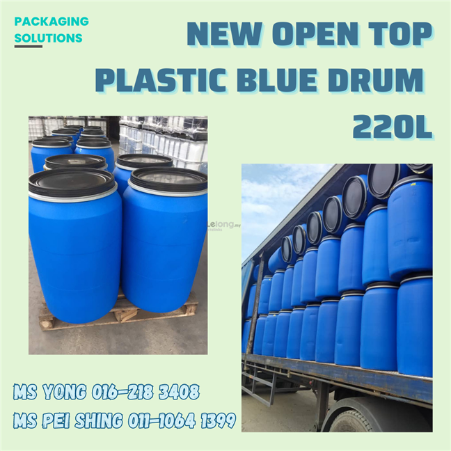 NEW OPEN TOP PLASTIC BLUE DRUM 220L (end 5/6/2023 9:56 AM)