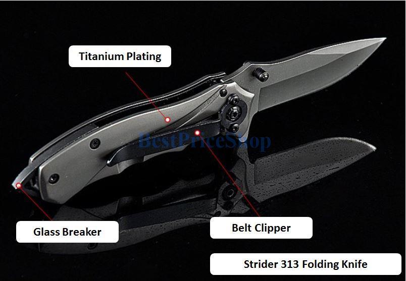 Strider 313 Tactical Titanium Folding Survival Knife Camping Blade
