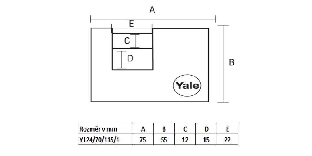 YALE Y124/70/115/1 70mm Outdoor Brass/Satin Straight Shackle Padlock